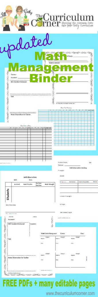 FREE Updated Math Management Binder from The Curriculum Corner for ...