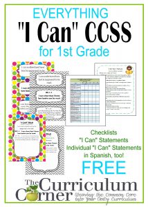Everything "I Can" Common Core 1st Grade - The Curriculum Corner 123