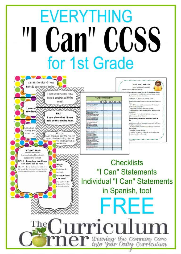Everything "I Can" Common Core 1st Grade - The Curriculum Corner 123