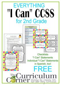 Everything "I Can" Common Core for 2nd Grade - The Curriculum Corner 123