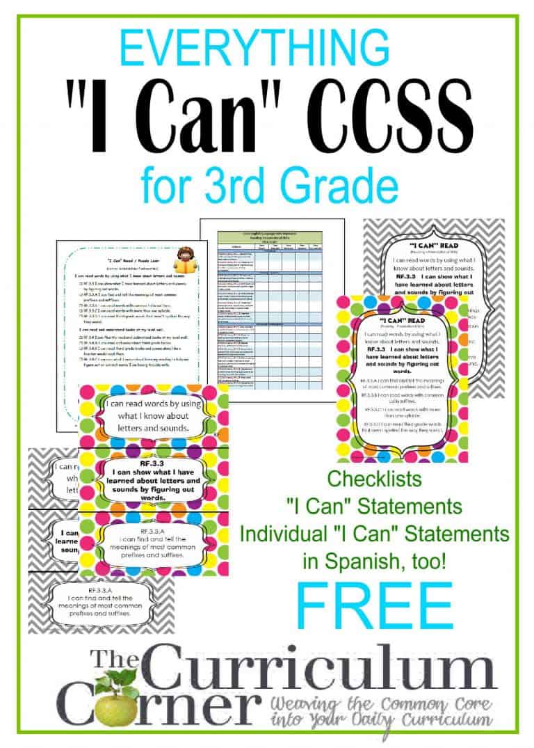 Everything "I Can" Common Core for 3rd Grade - The Curriculum Corner 123