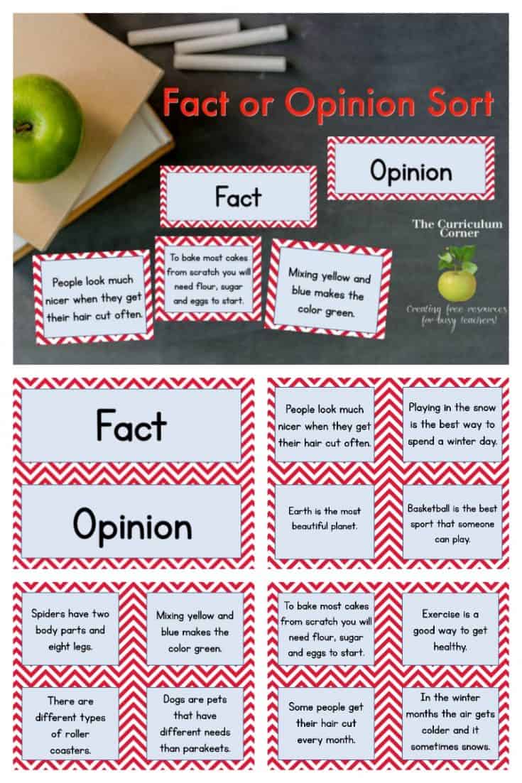 fact opinion sort pinterest - The Curriculum Corner 123