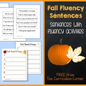 FREE! Fall fluency sentences with activities from The Curriculum Corner ...