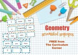 Geometry Scrambled Sentences - The Curriculum Corner 123