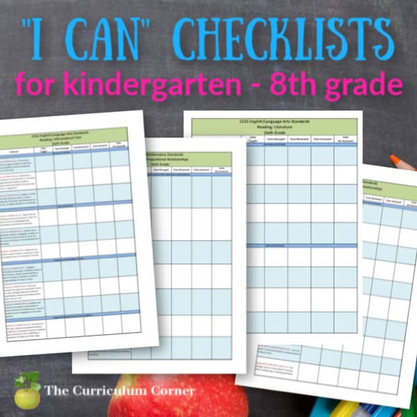 Updated Common Core & "I Can" Checklists - The Curriculum Corner 123