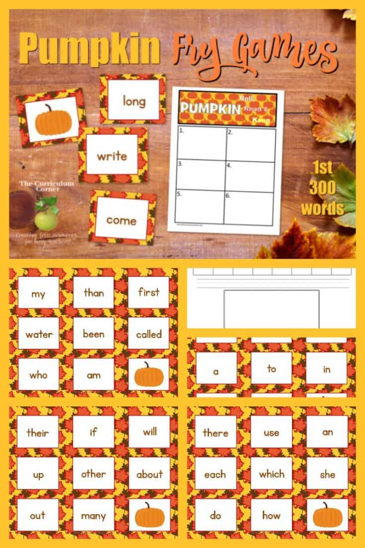 Pumpkins! Fall Fry Word Games - The Curriculum Corner 123