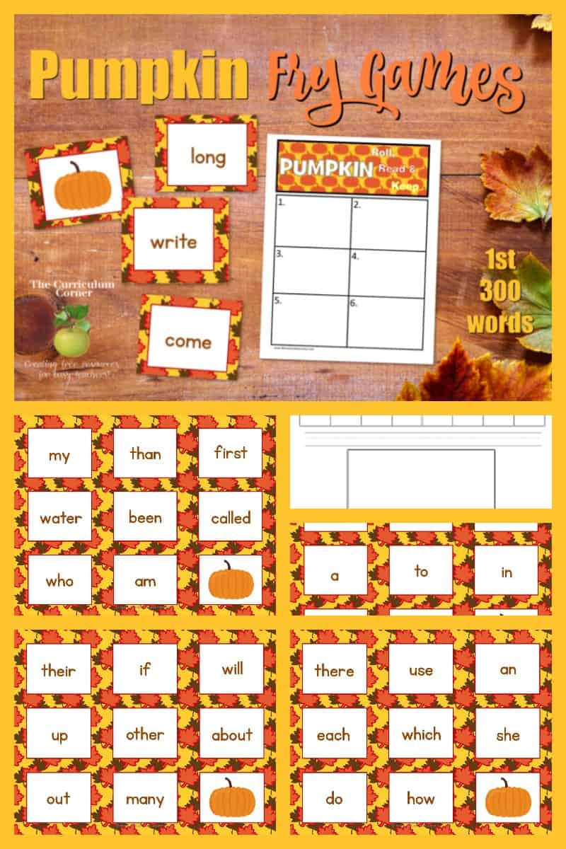 Pumpkins! Fall Fry Word Games - The Curriculum Corner 123