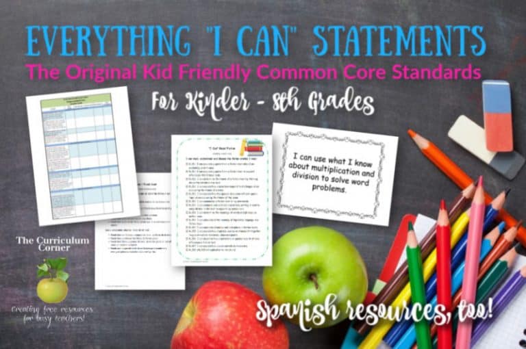 Everything CCSS "I Can" for K - 8 Grades - The Curriculum Corner 123