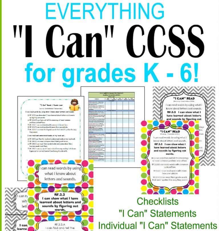 Common Core I Can Statements for kindergarten, 1st, 2nd, 3rd, 4th, 5th and 6th grades | all free ...