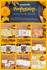 Thanksgiving Activities for the Classroom - The Curriculum Corner 123