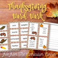 Thanksgiving Activities for the Classroom - The Curriculum Corner 123