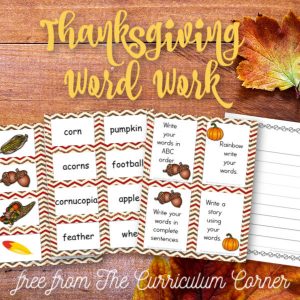 Thanksgiving Activities for the Classroom - The Curriculum Corner 123