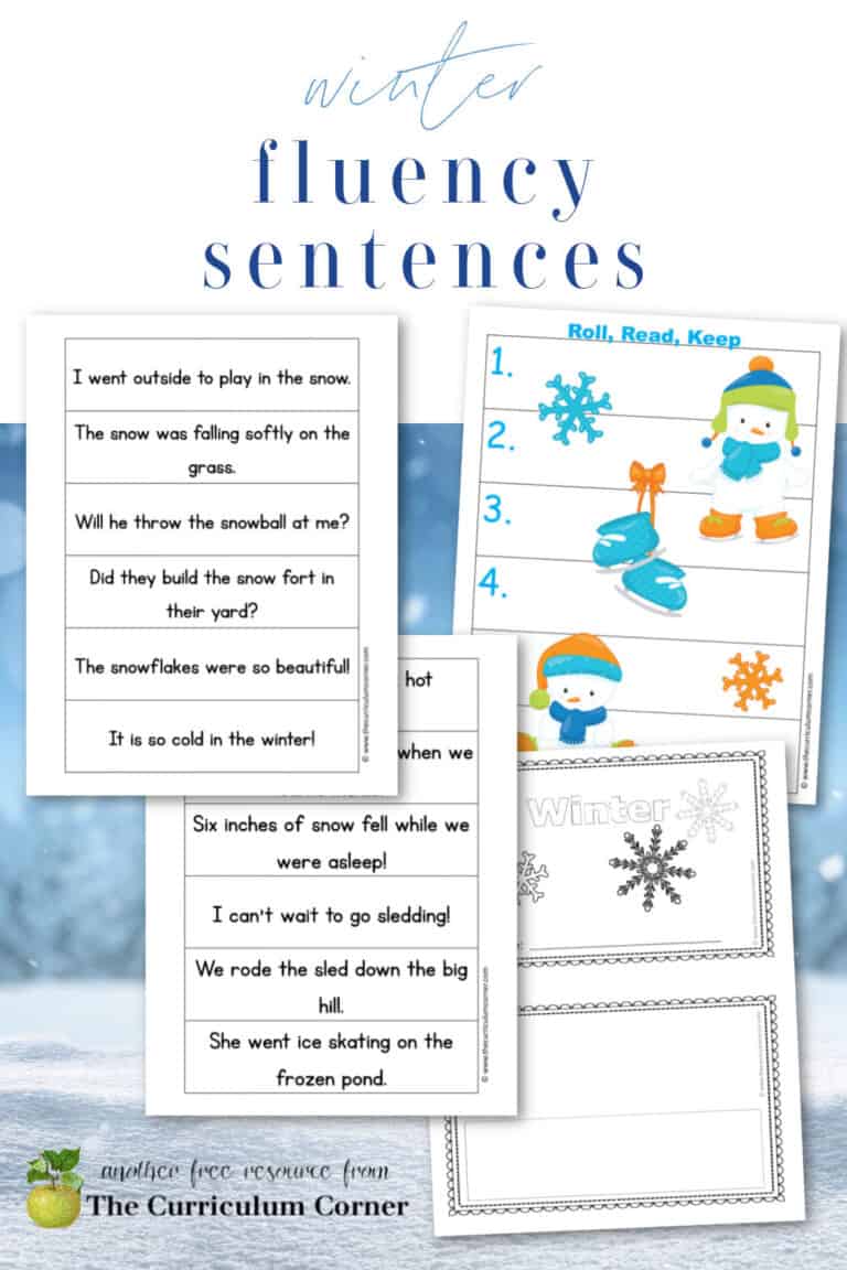 Winter Fluency Sentences - The Curriculum Corner 123