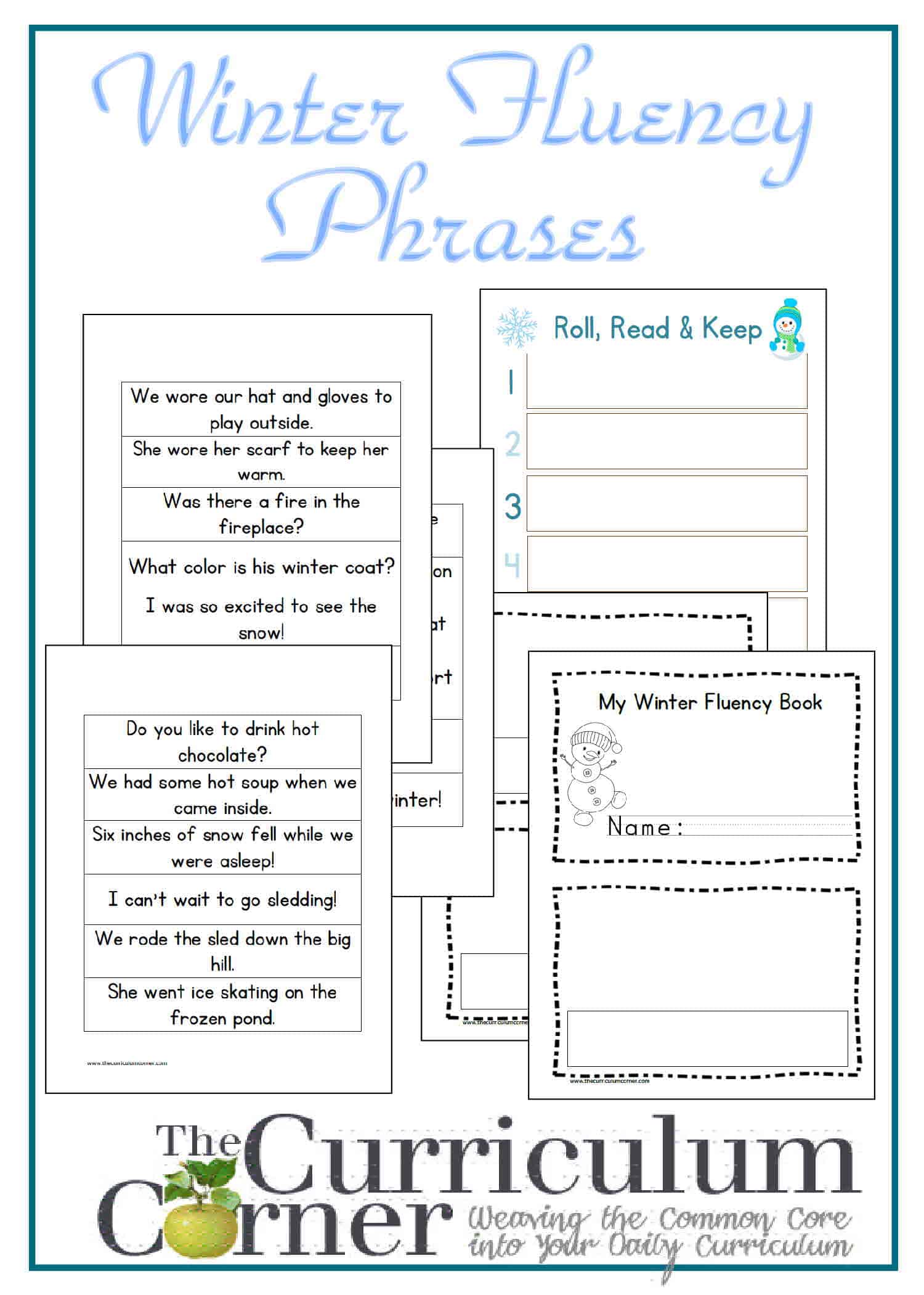 Winter Fluency Phrases with Activities FREE from The Curriculum Corner ...