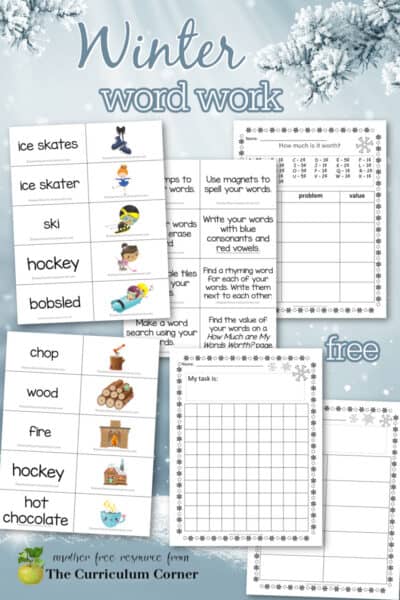 Winter Word Work - The Curriculum Corner 123