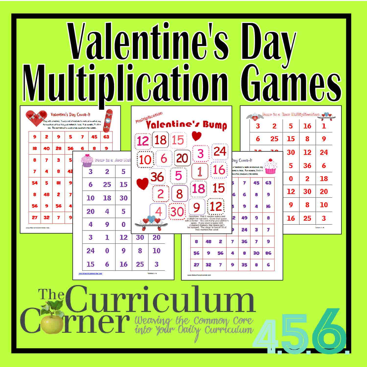Valentine's Day Math Bump Games Free from The Curriculum Corner - The ...