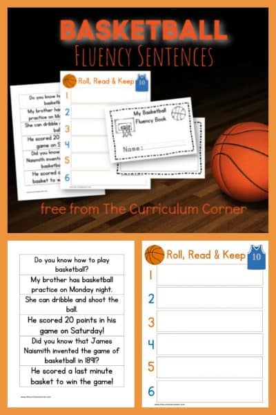 Basketball Fluency Sentences - The Curriculum Corner 123
