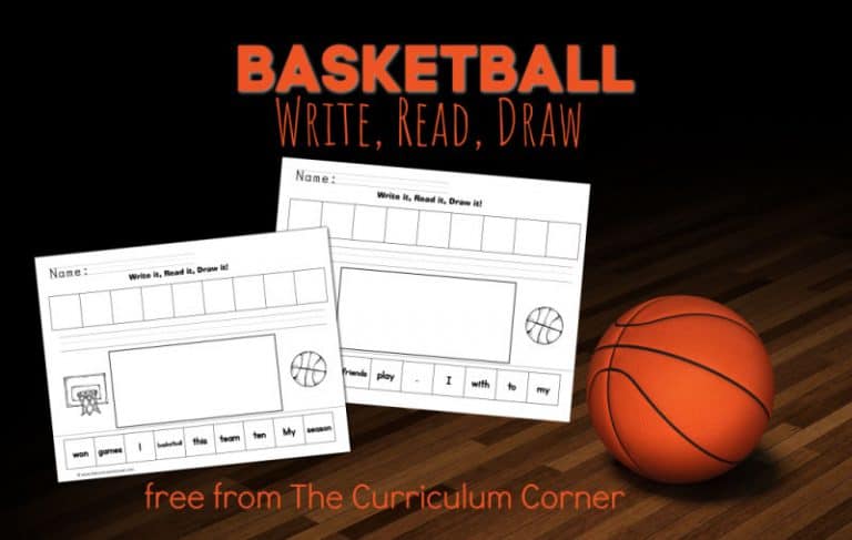 Basketball Themed Write! Read! Draw! - The Curriculum Corner 123