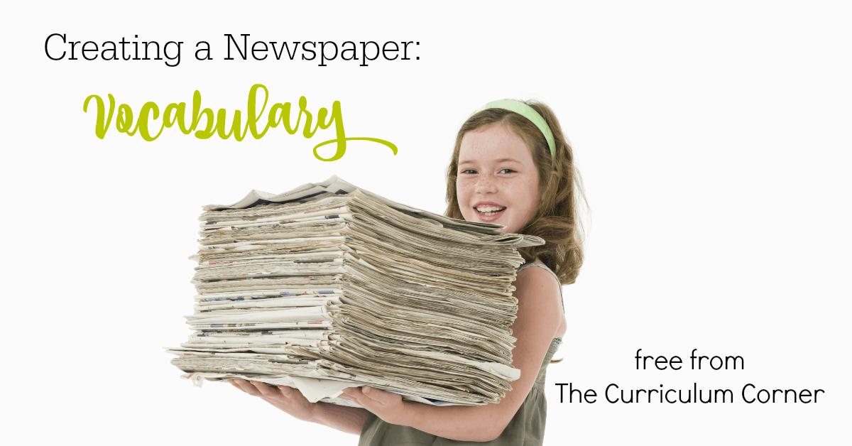 Themed Vocabulary Work - Newspapers - The Curriculum Corner 123
