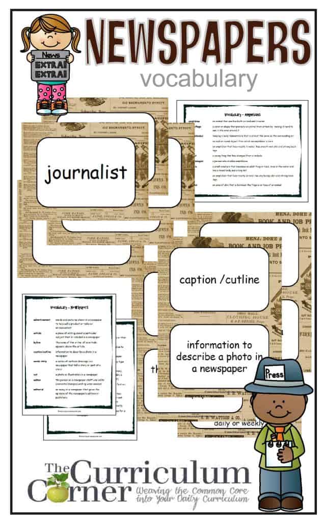 Themed Vocabulary Work Newspapers The Curriculum Corner 123 Themed Vocabulary Work Newspapers The Curriculum Corner 123