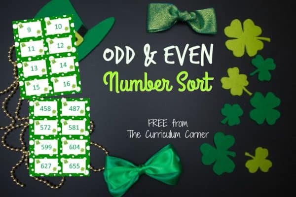 St. Patrick's Day Odd & Even Number Sort - The Curriculum Corner 123