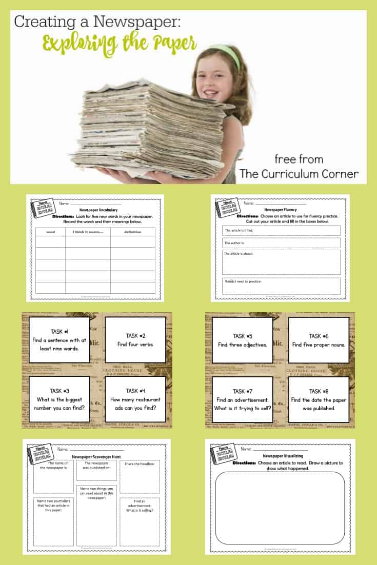 Newspapers: Part 1 Exploring the Paper - The Curriculum Corner 123