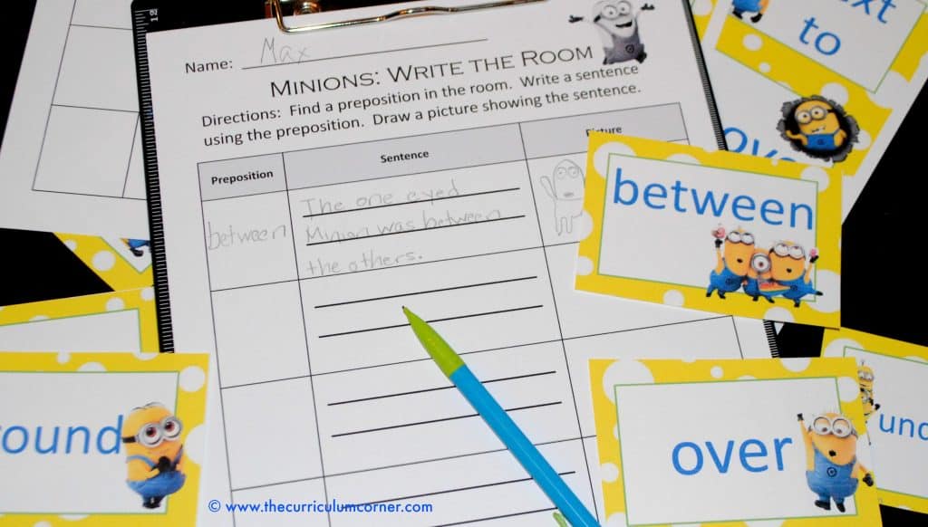 Find the Minions: Preposition Write the Room Activity from The ...