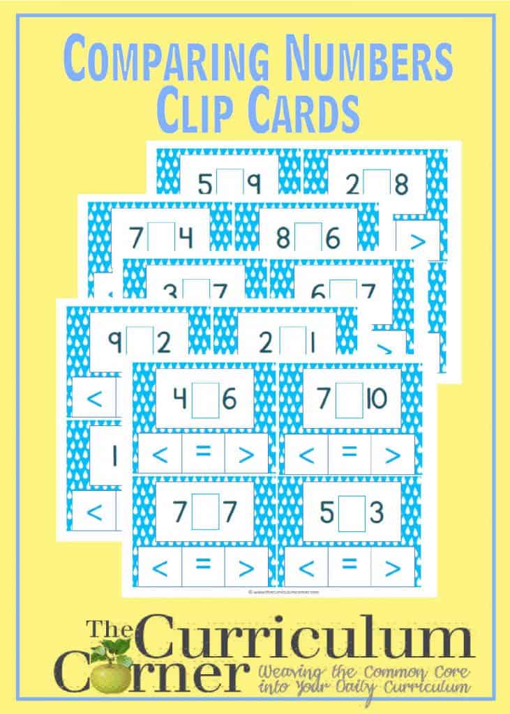 Comparing Numbers Clip Cards FREE from The Curriculum Corner - The ...
