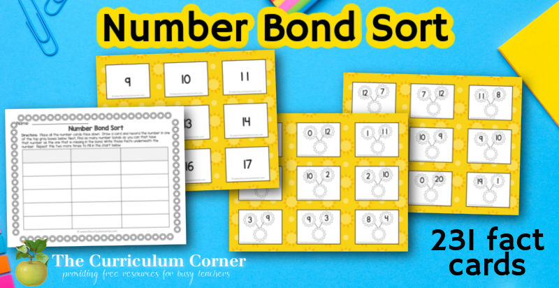 Number Bonds: Card Sort Activity - The Curriculum Corner 123