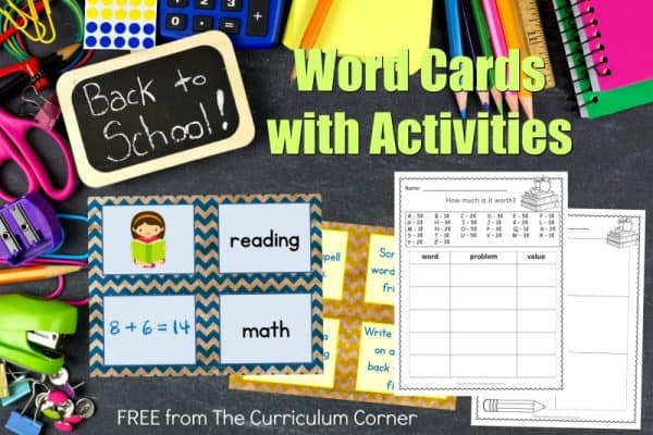 School Word Cards w/ Activities - The Curriculum Corner 123