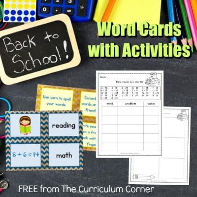 back to school word cards feature - The Curriculum Corner 123