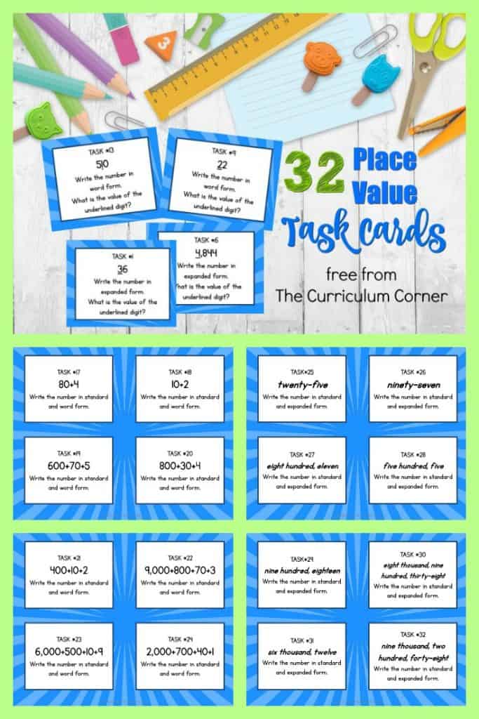 FREE Place Value Task Cards from The Curriculum Corner - The Curriculum ...