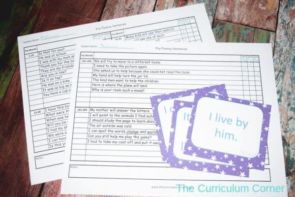 Fry Fluency Sentence Resources - The Curriculum Corner 123