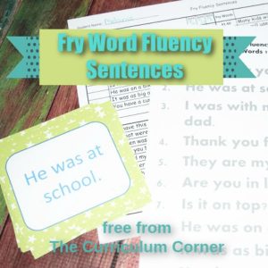fry sentences 1 feature - The Curriculum Corner 123