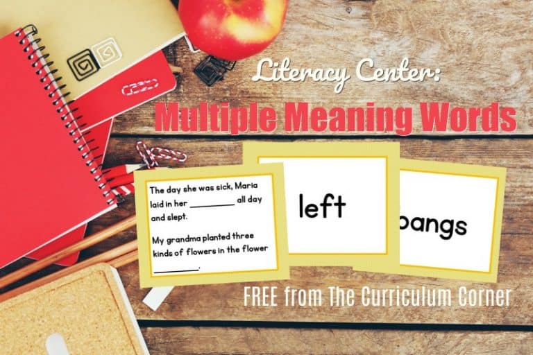 Multiple Meaning Words - Matching Game - The Curriculum Corner 123