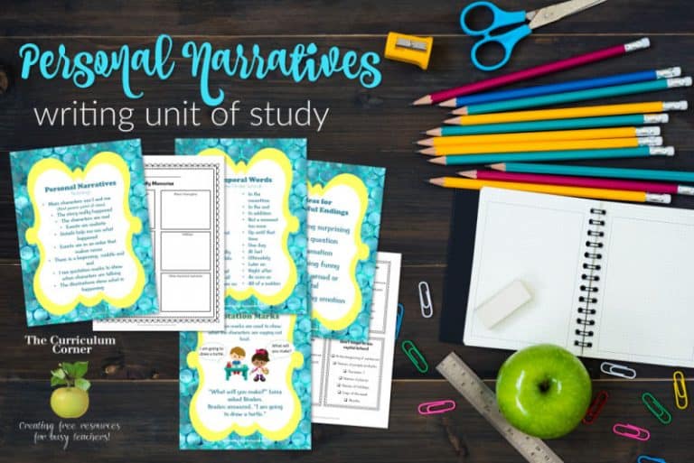 Unit of Study: Personal Narratives - The Curriculum Corner 123