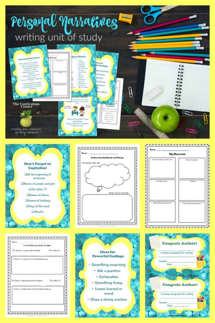Unit of Study: Personal Narratives - The Curriculum Corner 123