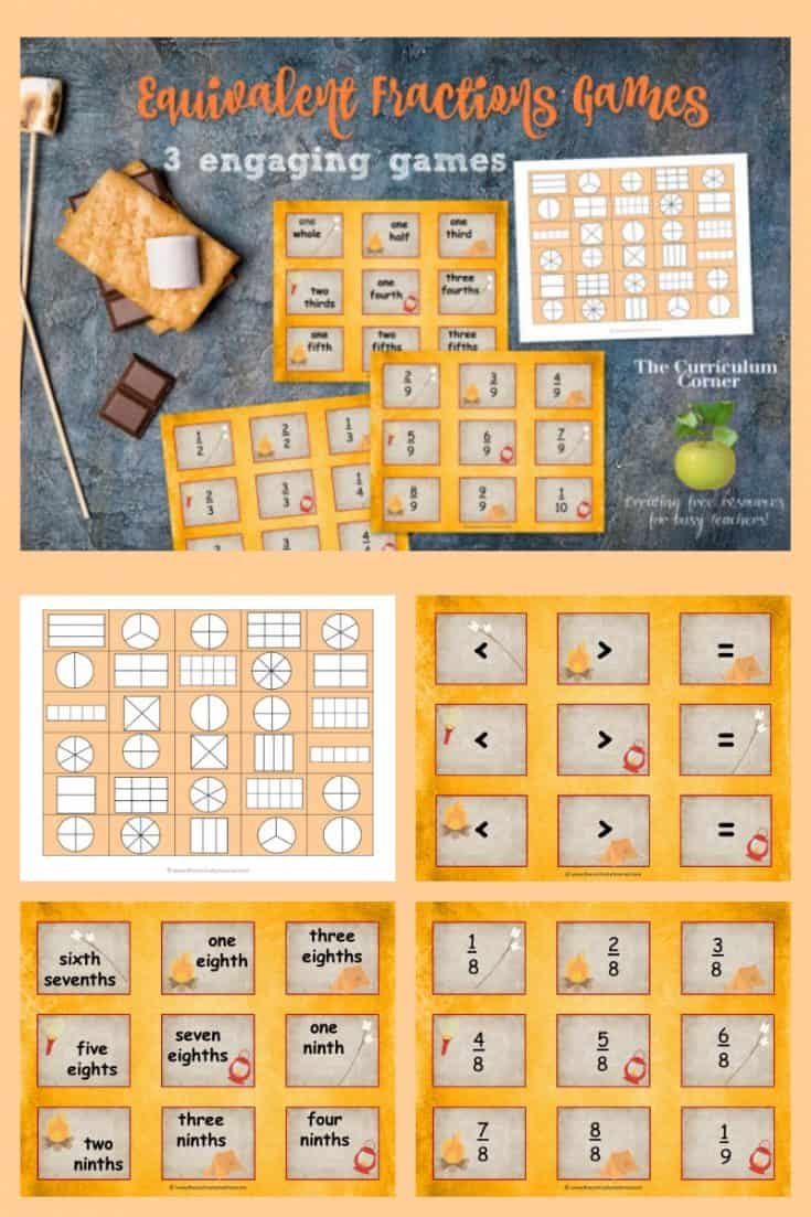 S'mores Equivalent Fractions Game - The Curriculum Corner 123