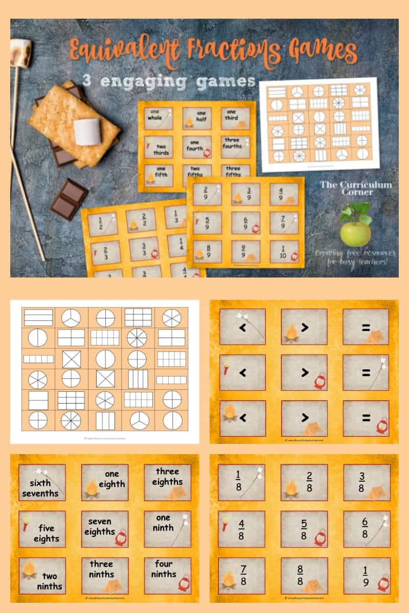 S'mores Equivalent Fractions Game - The Curriculum Corner 123