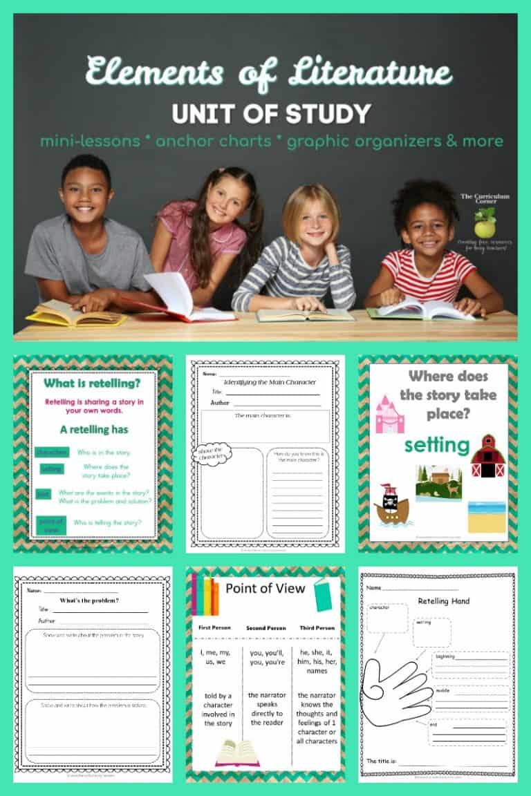 Elements of Literature Unit of Study - The Curriculum Corner 123
