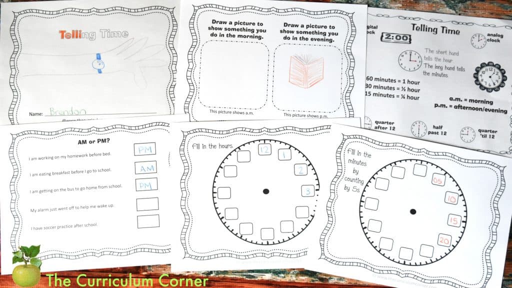 FREE Telling Time Practice Booklet from The Curriculum Corner FREE ...