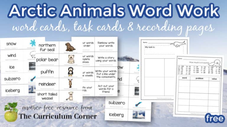 arctic animals word work 1 fb - The Curriculum Corner 123