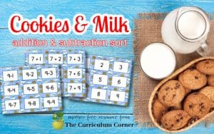 Cookie Addition & Subtraction Sort - The Curriculum Corner 123