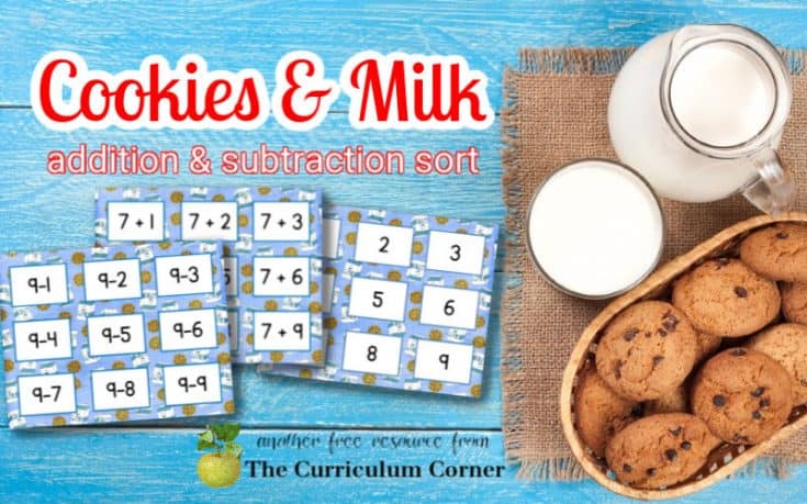 Cookie Addition & Subtraction Sort - The Curriculum Corner 123