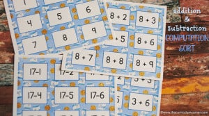 Cookie Addition & Subtraction Sort - The Curriculum Corner 123