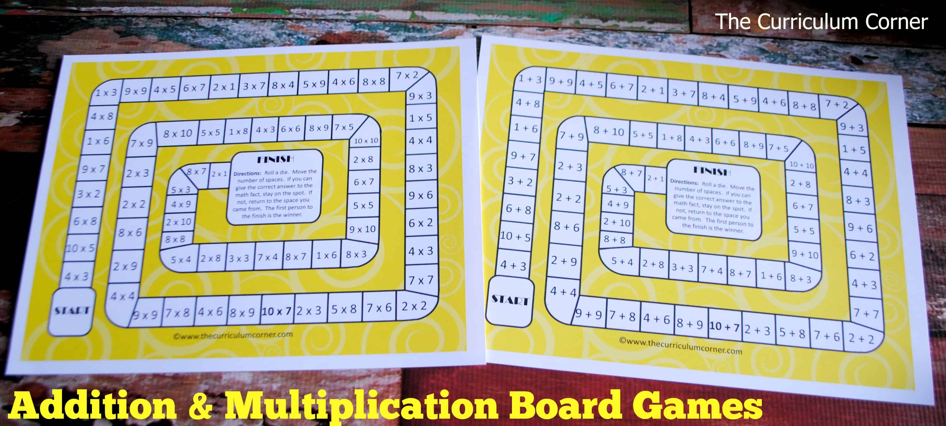 Addition & Multiplication Math Board Games FREE from The Curriculum ...