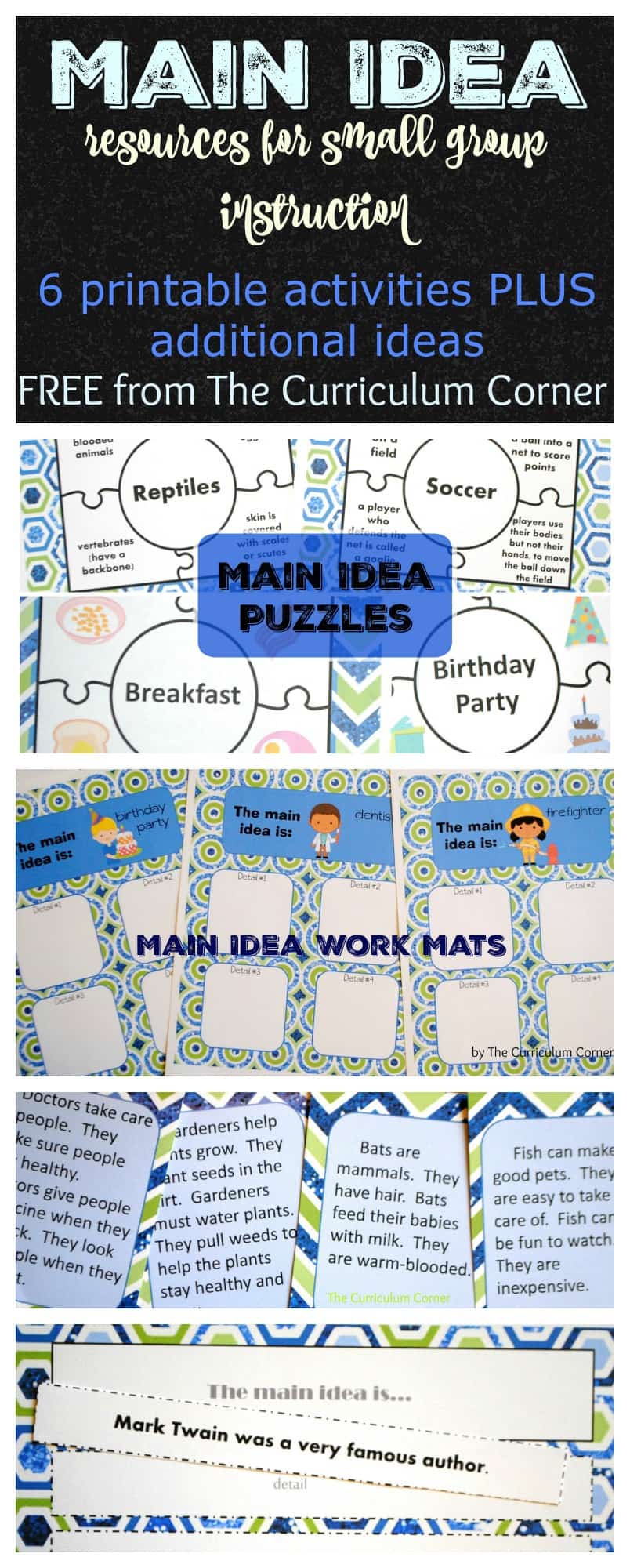 Main Idea Resources for Small Group Reading FREE from The Curriculum ...