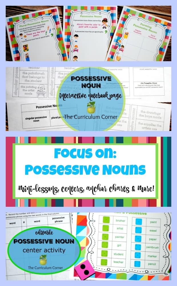 Focus on Possessive Nouns - The Curriculum Corner 123