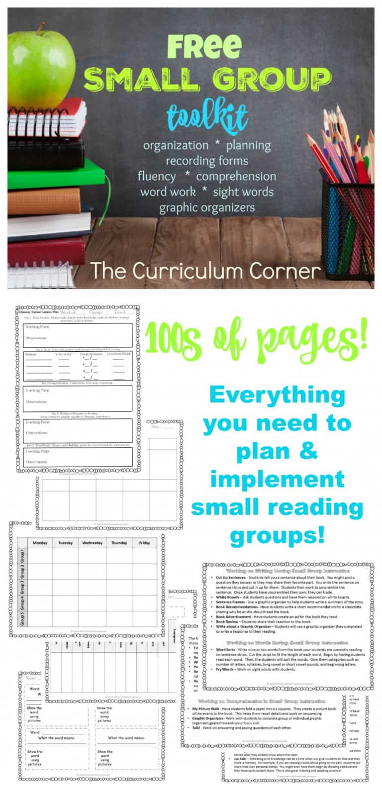 FREE Complete Small Group Toolkit from The Curriculum Corner ...