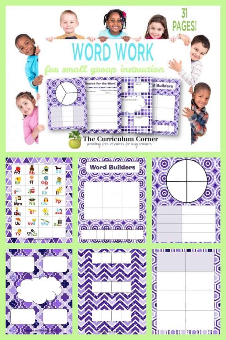 Word Work Activities for Small Groups - The Curriculum Corner 123